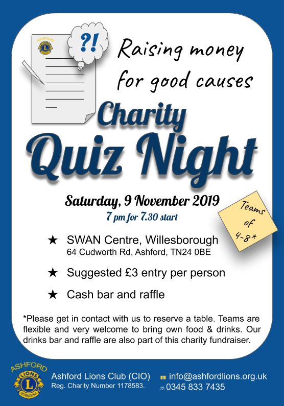 Charity Quiz – Ashford Lions Club